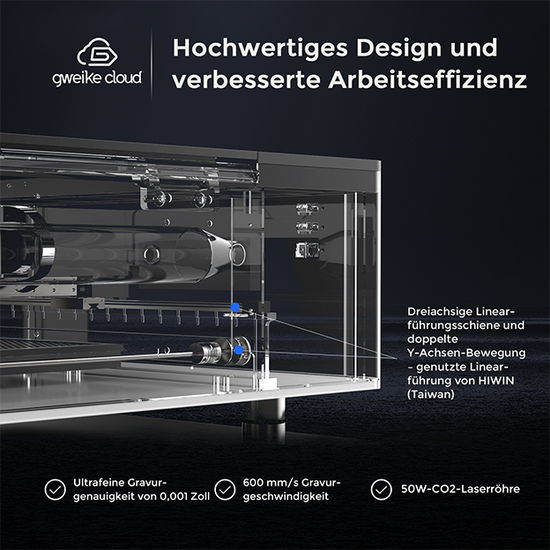 Gweikecloud – CO₂-Rotations-Laserschneider & -gravierer (50 W), Pro – EU gweike cloud