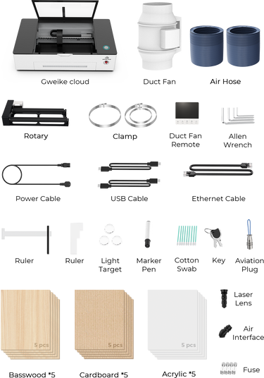 Gweikecloud – CO₂-Rotations-Laserschneider & -gravierer (50 W), Pro – EU gweike cloud